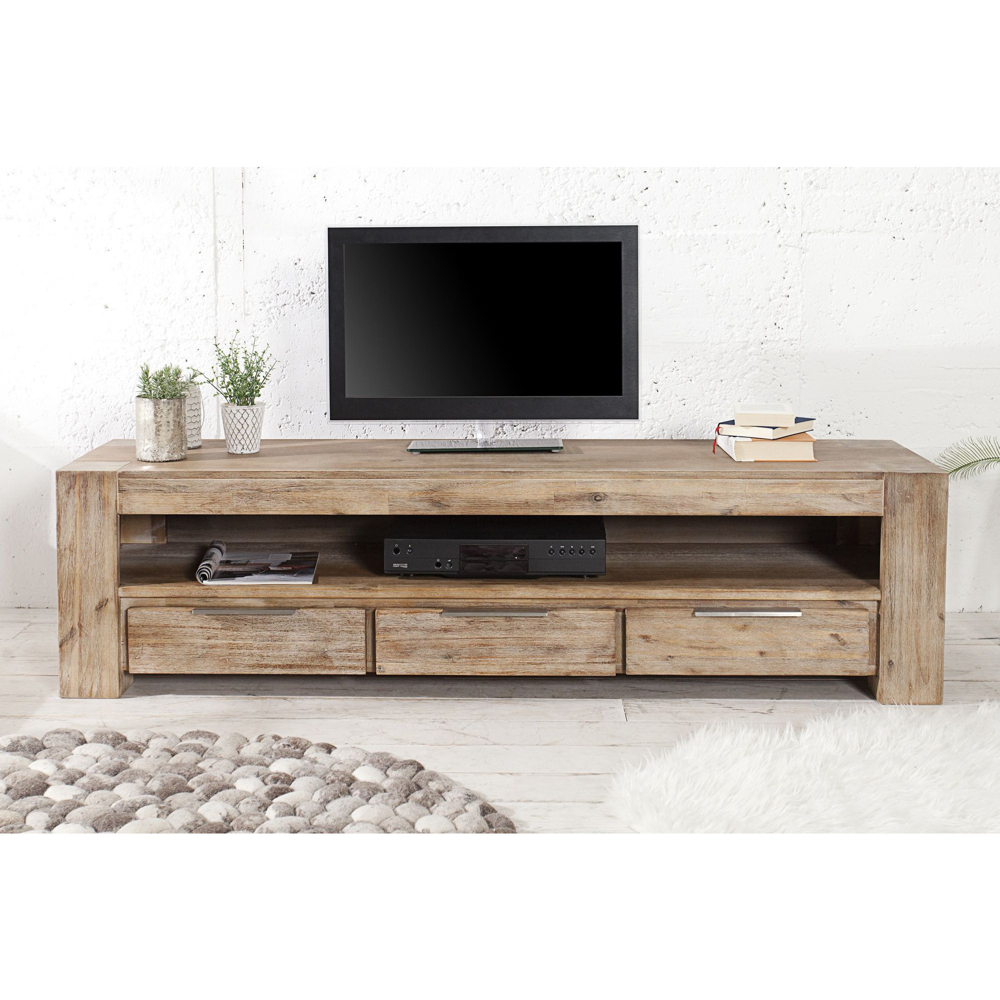 Meuble Tv Design 170 Cm En Bois Massif D'Acacia Coloris pour Meuble Tv ... Meuble Tv Design 170 Cm En Bois Massif D'Acacia Coloris pour Meuble Tv ...