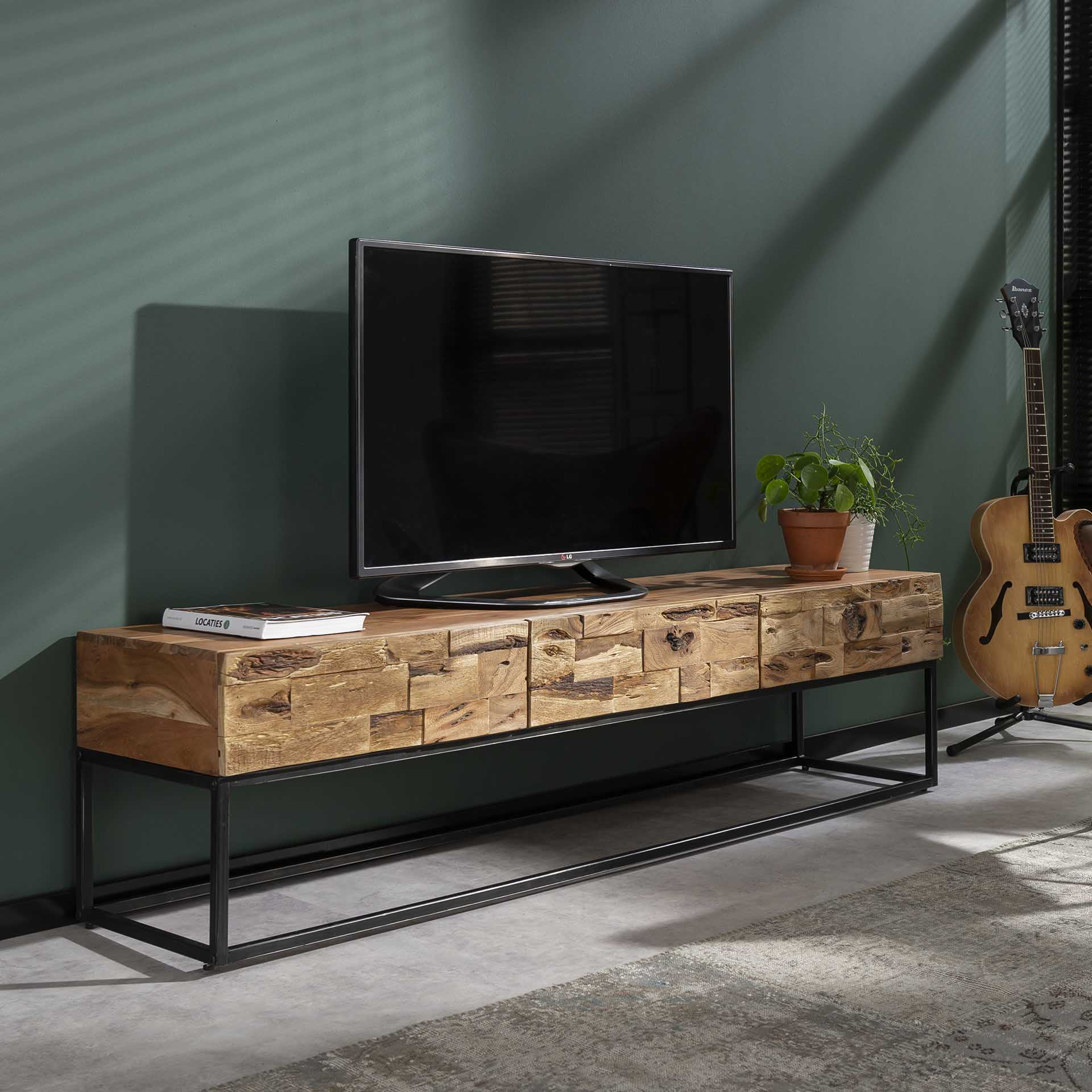 Meuble Tv Bois Massif D'Acacia Sablé 3 Tiroirs Perth avec Meuble Tv À ... Meuble Tv Bois Massif D'Acacia Sablé 3 Tiroirs Perth avec Meuble Tv À ...
